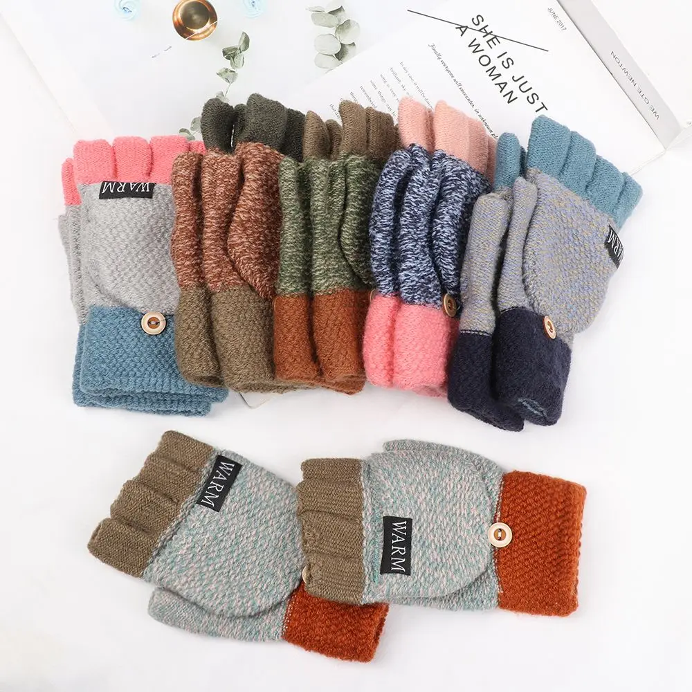 Fashion-Hot-Men-Women-Thickening-Wool-Gloves-Half-finger-Gloves-Winter ...