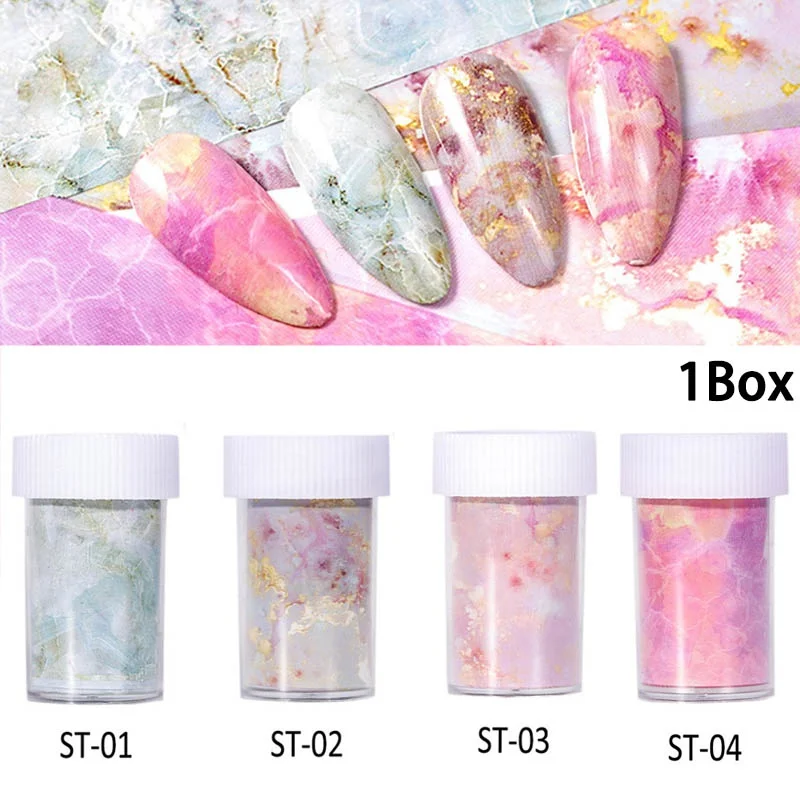 125x4cm Nail Foil Marble Series Pink Blue Foil Nail Art Transfer ...