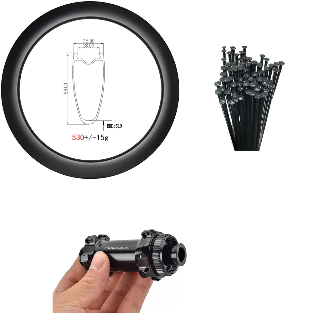 700C 60mm Deep 25mm wide 18mm inner wide 24 holes GOLDIX R310 Road Disc ...