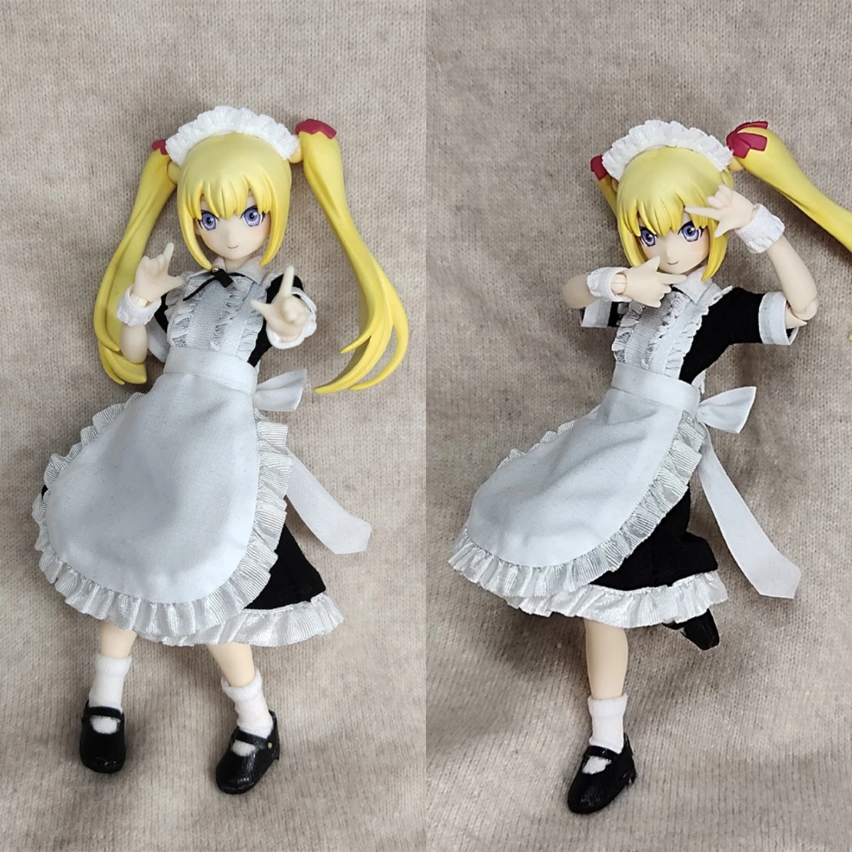 1/12 Scale Fashionable Sweet Black White Dress Maid Apron Clothing Set ...