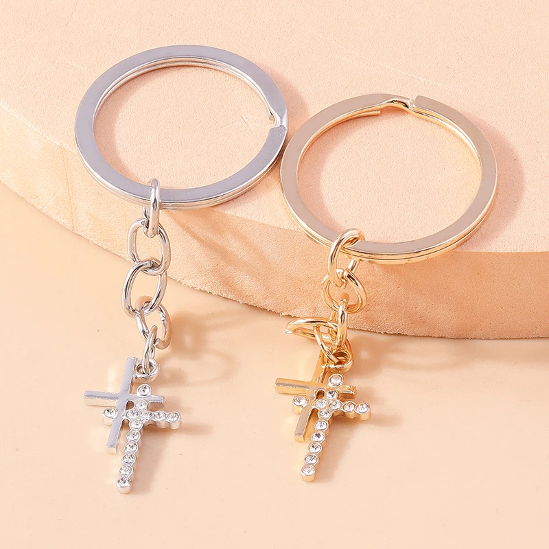 Delicate-Crystal-Cross-Keychain-Rhinestone-Key-Rings-for-Men-Women-Key ...