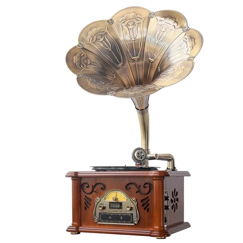 Phonograph-retro-living-room-corner-vinyl-record-player-solid-wood ...