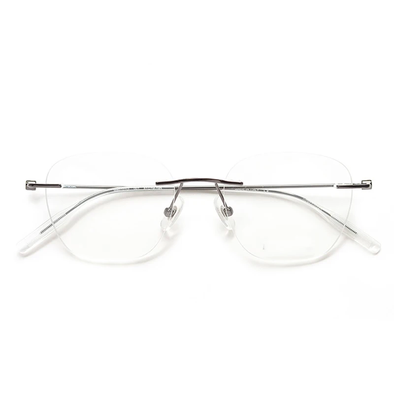 Silver Titanium Rectangle Semi-Rimless Eyeglasses Duke | atelier-yuwa ...