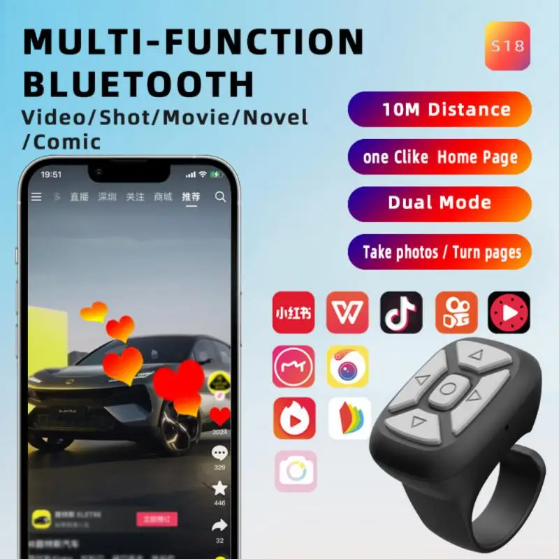 TIKTok-Ring-Remote-Control-Wireless-Bluetooth-Page-Video-Scrolling ...