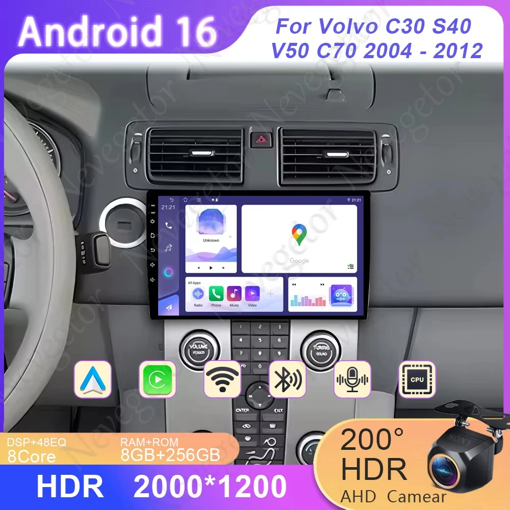 Android 16 For Volvo C30 S40 V50 C70 2004 - 2012 Car Radio Multimedia ...