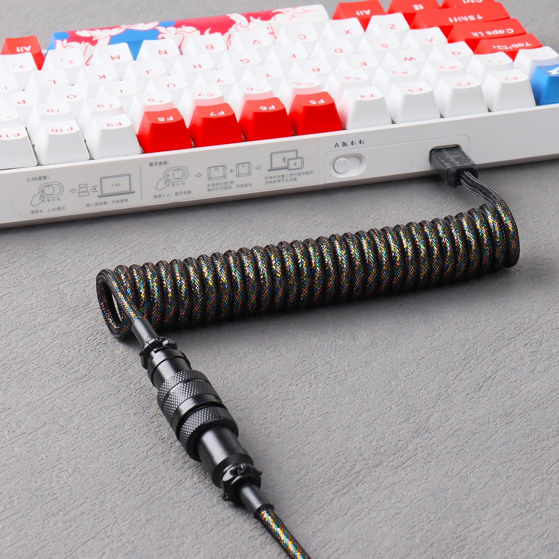 LANO-Newest-Spiral-Mechanical-Gaming-Keyboard-Usb-C-Colorful-Coil-Cable-Aviator-Connector-Coiled ...