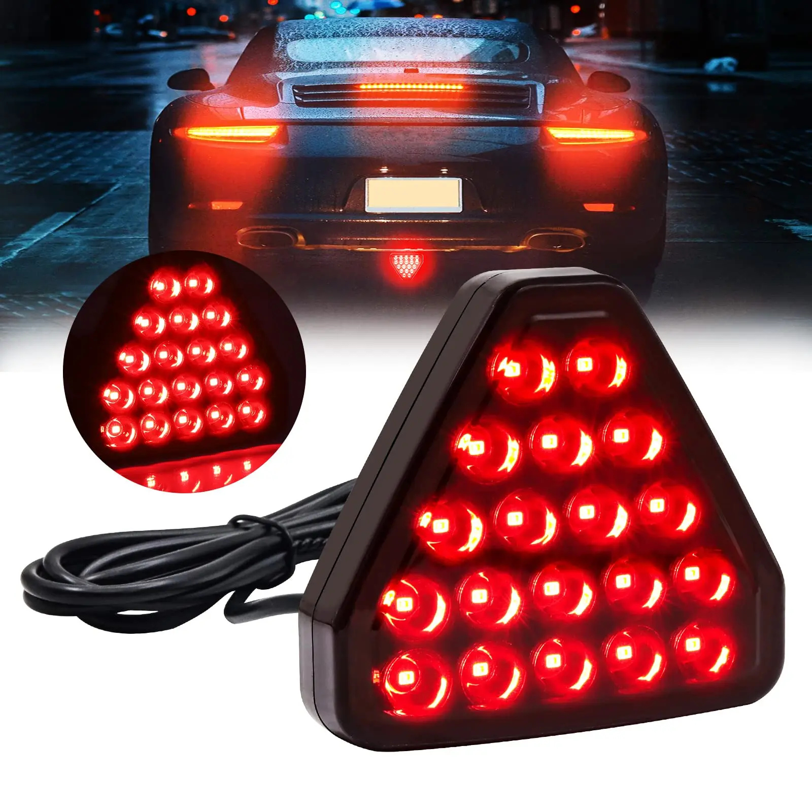 Universal-19LED-Brake-Signal-Light-F1-Triangle-Style-Sport-Car-Rear ...