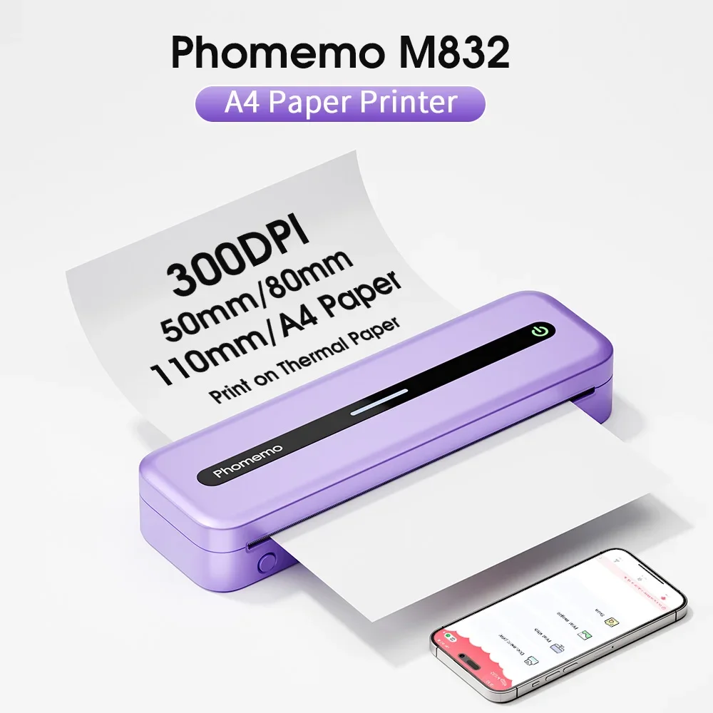 Phomemo-M832-Thermal-Printer-A4-Bluetooth-Portable-Printer-Wireless-Inkless-Printer-for-Home ...