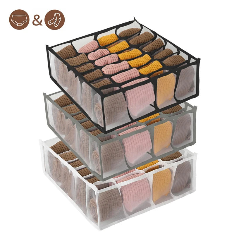 New-24-Gird-Socks-Storage-Box-Underwear-Bra-Clothes-Organizer ...