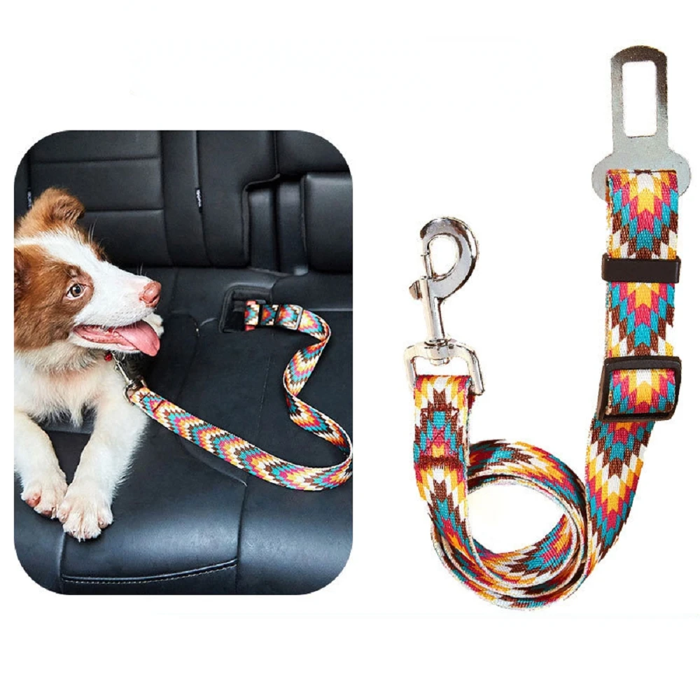 Multi-Color-Printing-Pattern-Adjustable-Pet-Dog-Car-Safety-Belt-Durable ...
