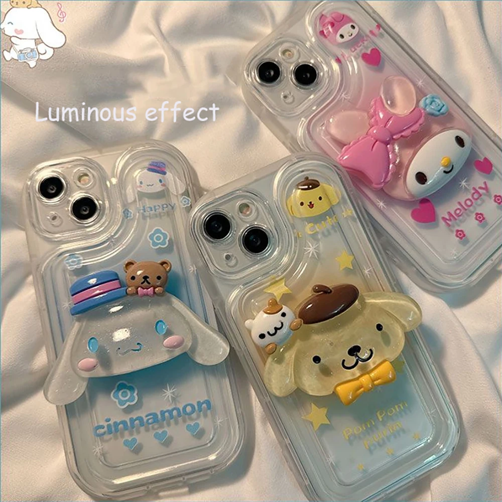 Cartoon-Sanrio-Melody-Phone-Case-Cinnamoroll-Pompompurin-Phone-Luminous ...