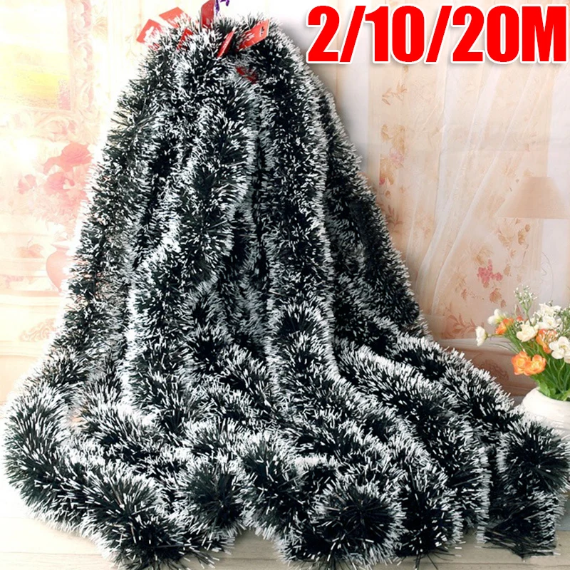 20-2M-Christmas-Tinsel-Ribbons-Xmas-Tree-Hanging-Pendents-Green-Cane ...