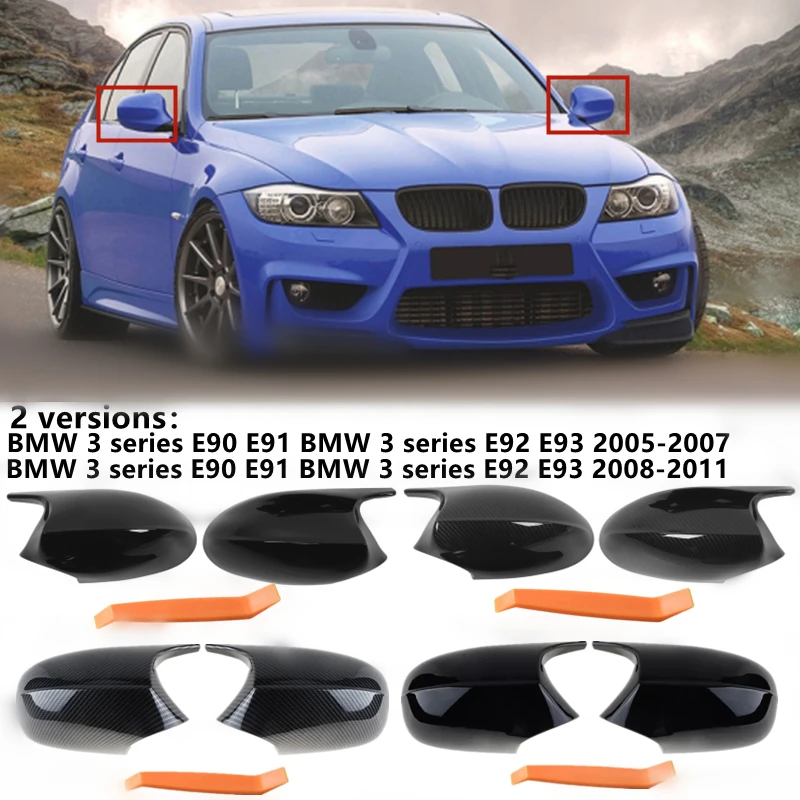 Rearview-Mirror-glass-Cover-cap-Replacement-ABS-Paste-FOR-BMW-1-3 ...
