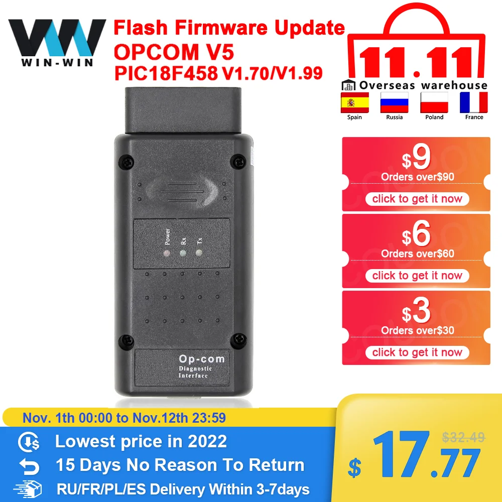 OPCOM V5 For Opel OP COM 1.70 flash firmware update Car Diagnostic ...