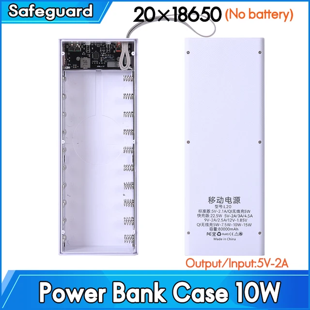 20x 18650 Battery Power Bank Case Charger Box Holder Dual USB LCD ...