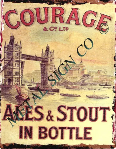 large-COURAGE-ALES-STOUT-metal-wall-sign-beer-garage-shop-home-pub-bar ...
