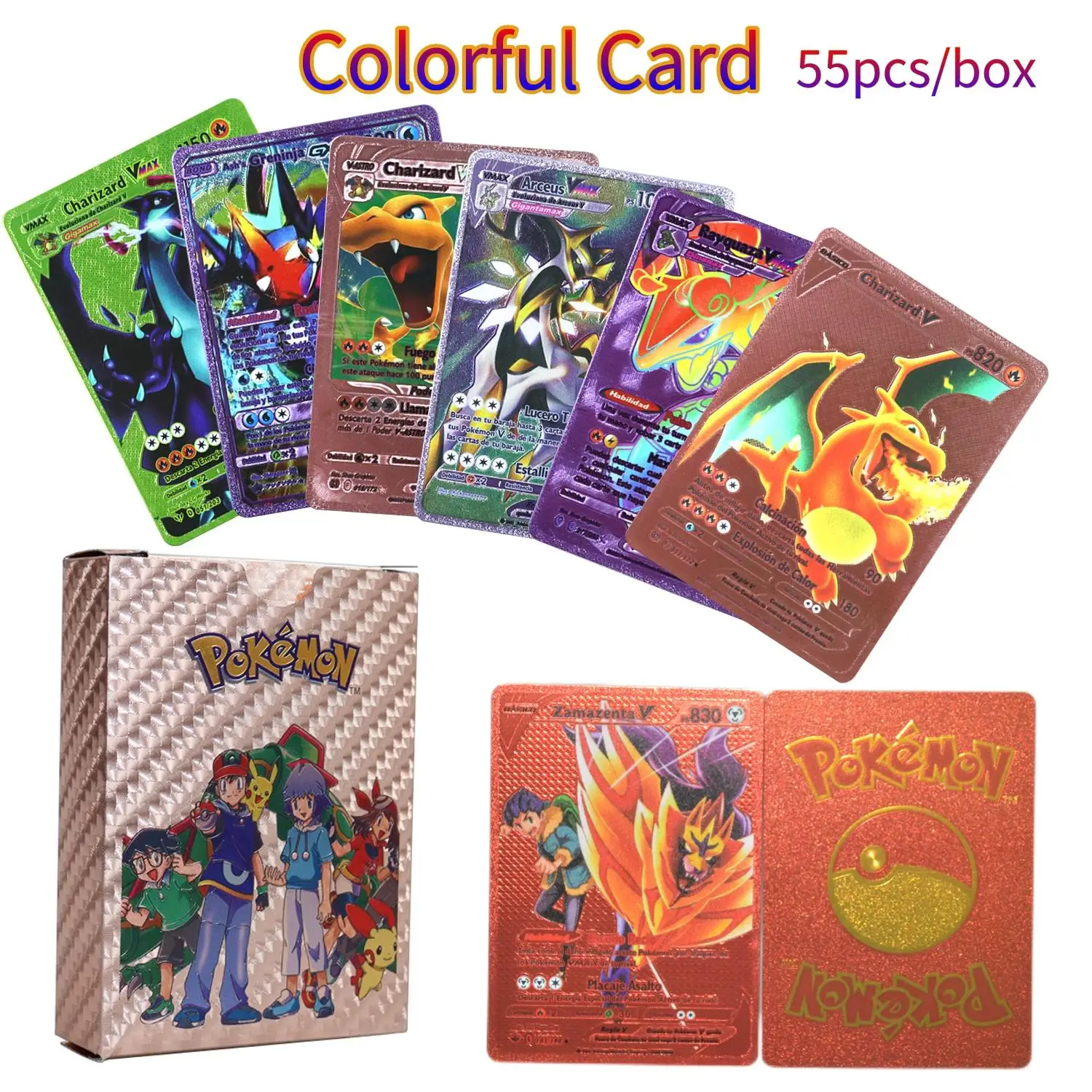 Pokemon-Rose-Gold-Foil-Plastic-Rainbow-Card-Box-Imitation-Metal-German ...