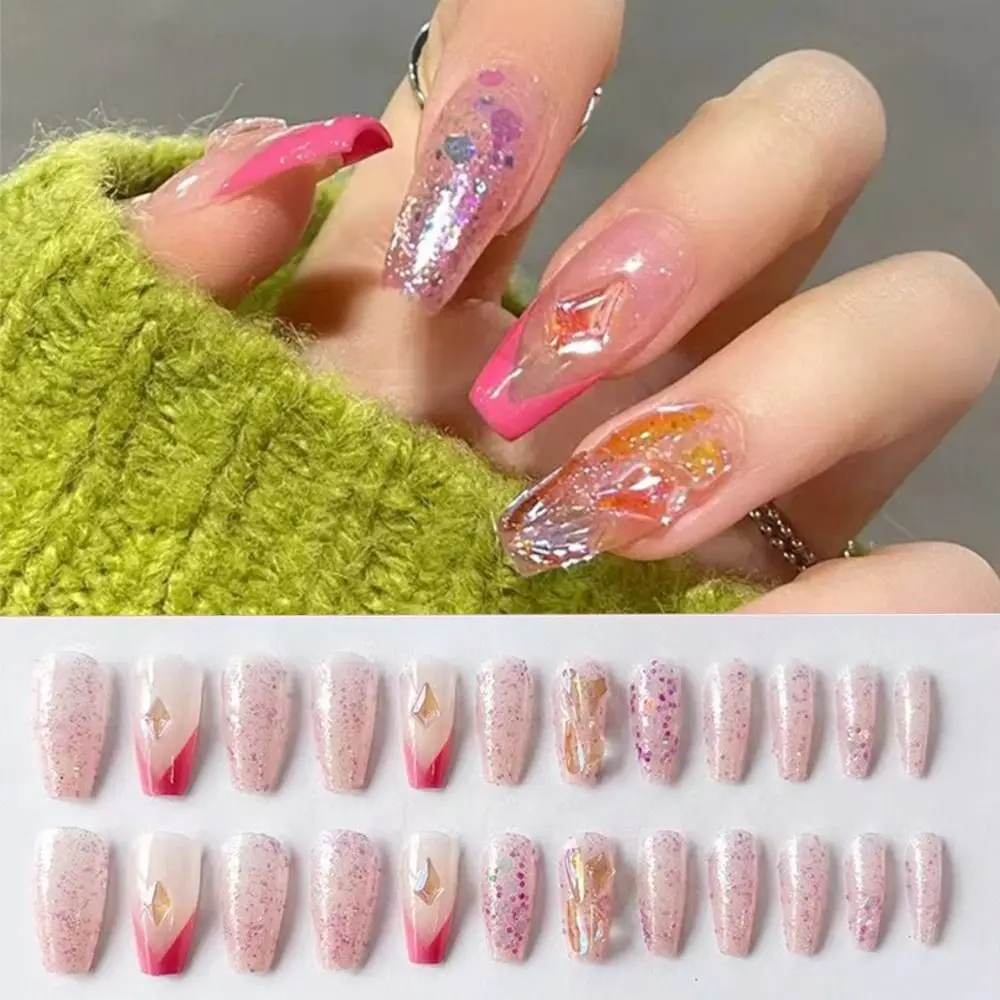 Pink Glitter Acrylic Nails Tumblr