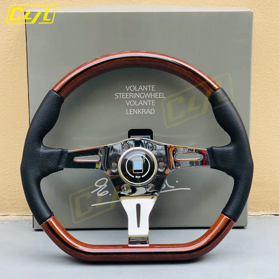 JDM-volante-de-madera-para-coche-dise-o-cl-sico-en-forma-de-D-aspecto ...