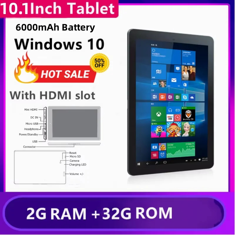 10-1-Windows-10-Tablet-Intel-Atom-X5-Z8350-com-Mini-HDMI-2GB-DDR-RAM ...