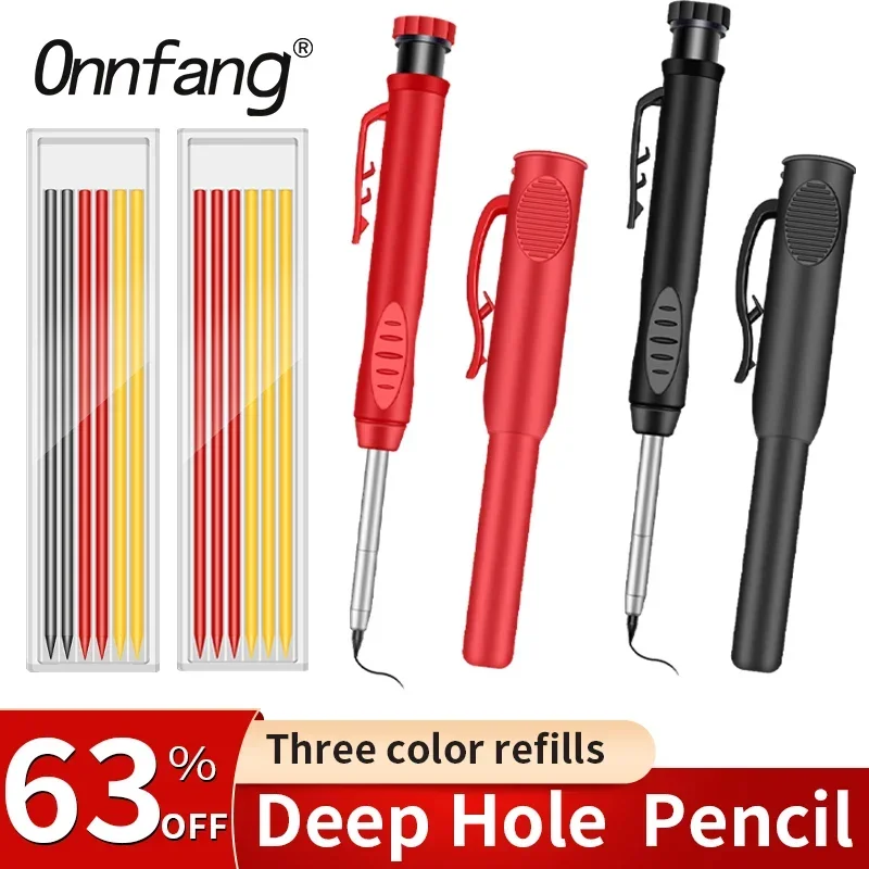 2-8mm-Solid-Carpenter-Pencil-Set-Woodworking-Mechanical-Pencil-3-Colors ...