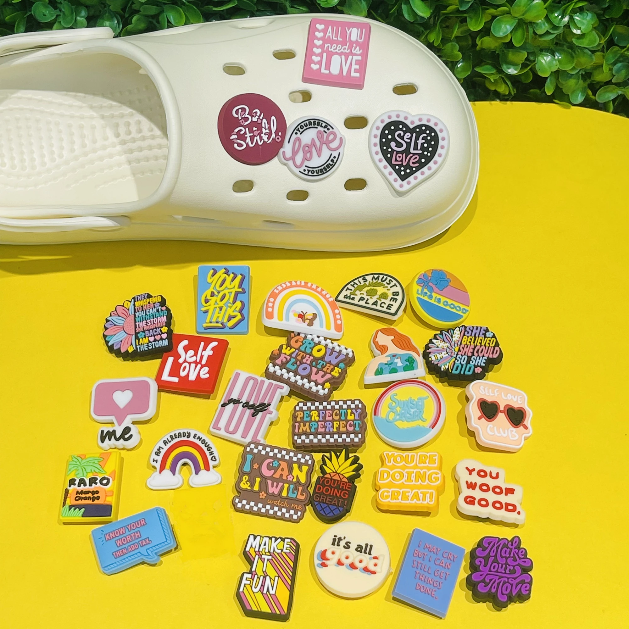 1-29Pcs-Love-Yourself-Make-it-Fun-PVC-Shoes-Buckle-Charms-Grow-with-the ...
