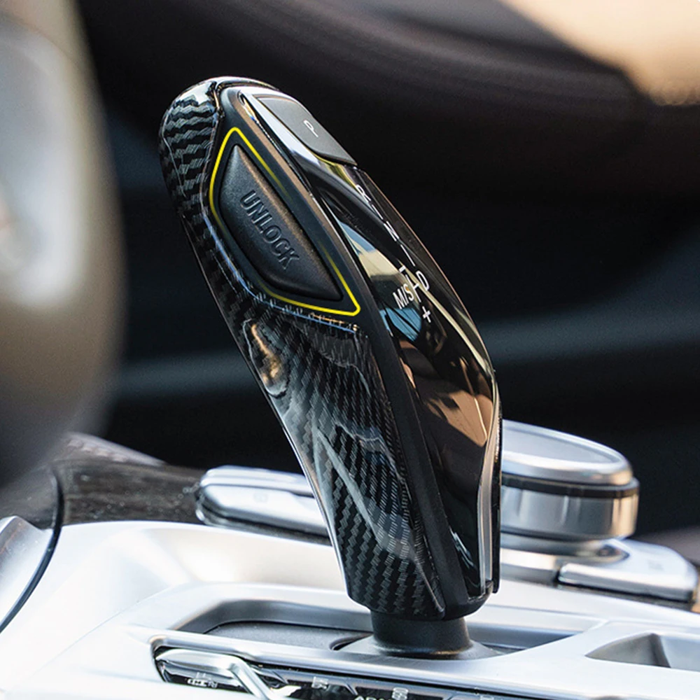 Carbon-Fiber-ABS-Car-Speed-Gear-Shift-Knob-Head-Cover-Trim-for-BMW-5-6 ...