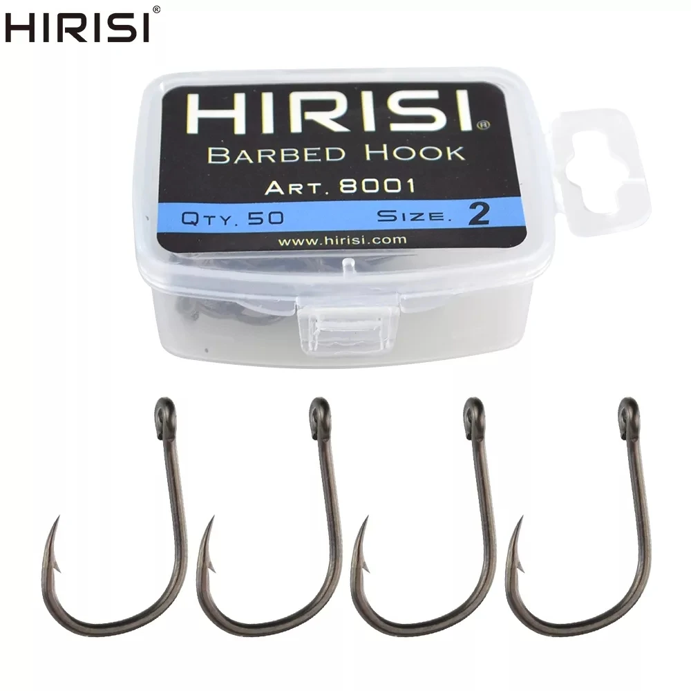 Hirisi 50pcs Barbed Coated Carp Fishing Hooks with Eye Design in Japan ...