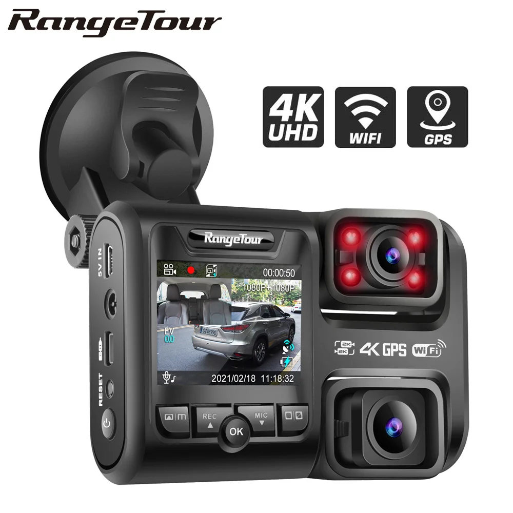 Dual Lens Car Dvr 4k 2160p Sony Sensor Wifi Gps Logger 2 Camera Dash ...
