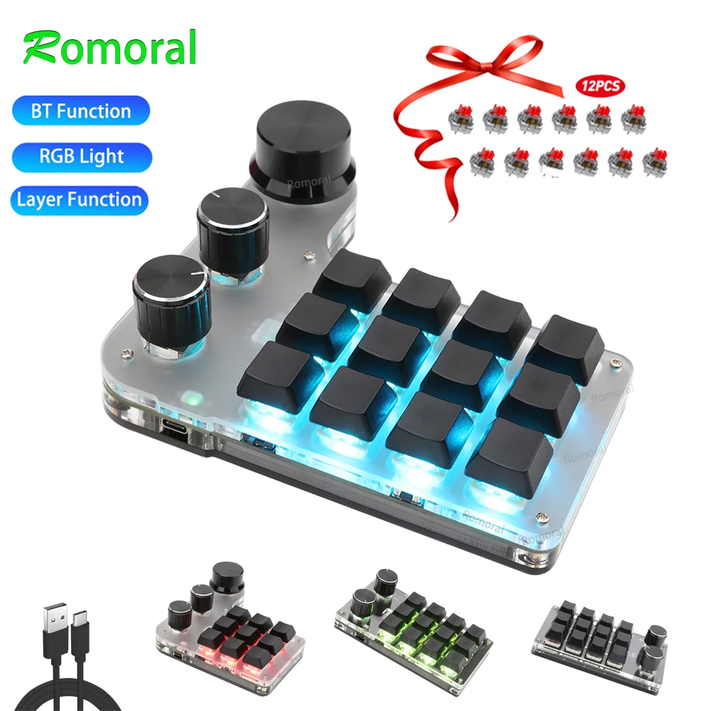USB Custom Keyboard Volume Button Knob Programming Macro Gaming Photoshop Hotswap Keypad ...