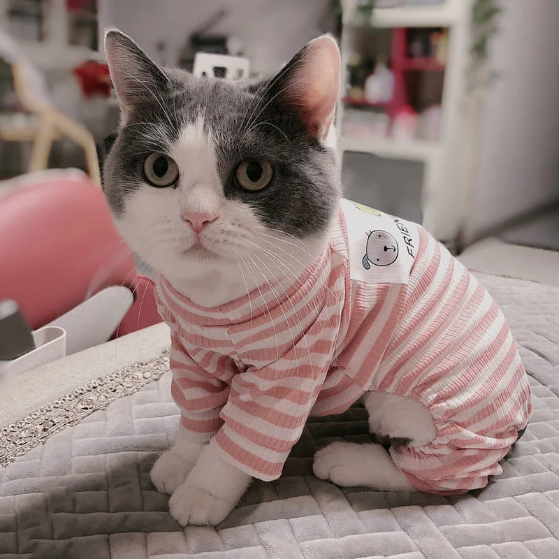 Soft-Cotton-Cat-Pajamas-Costumes-Stripe-Print-Pet-Jumpsuits-for-Small ...