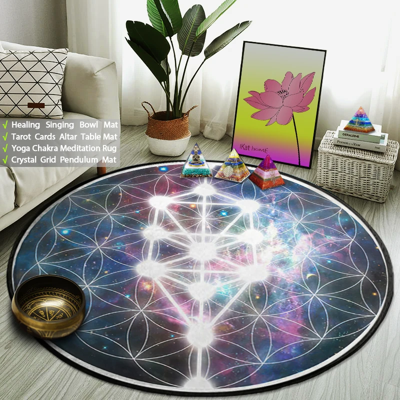 Kabbalah-Tree-Flower-Of-Life-Rug-Round-Carpet-Indian-Mandala-Yoga ...