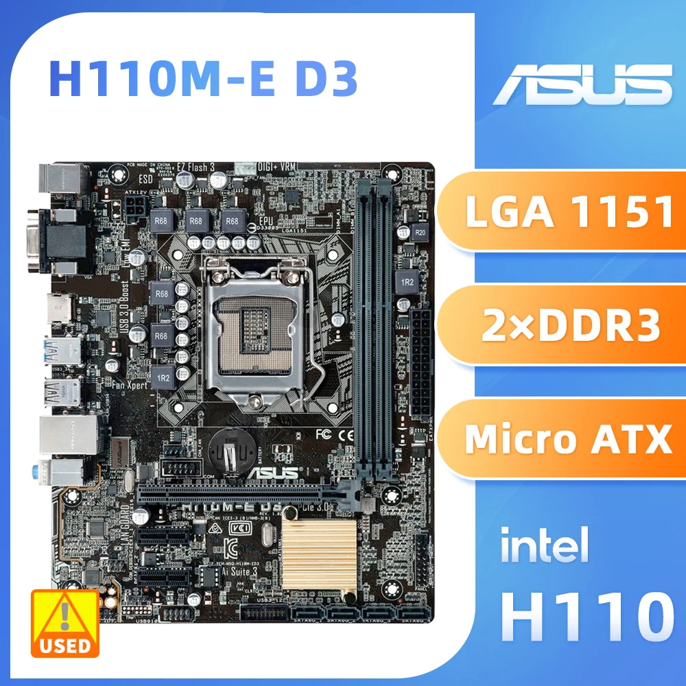 ASUS H110M E D3 + i5 6500 kit mãe DDD3 LGA 1151 adota o chipset Intel H110 32G USB 3.0 PCI E 3.0 ...