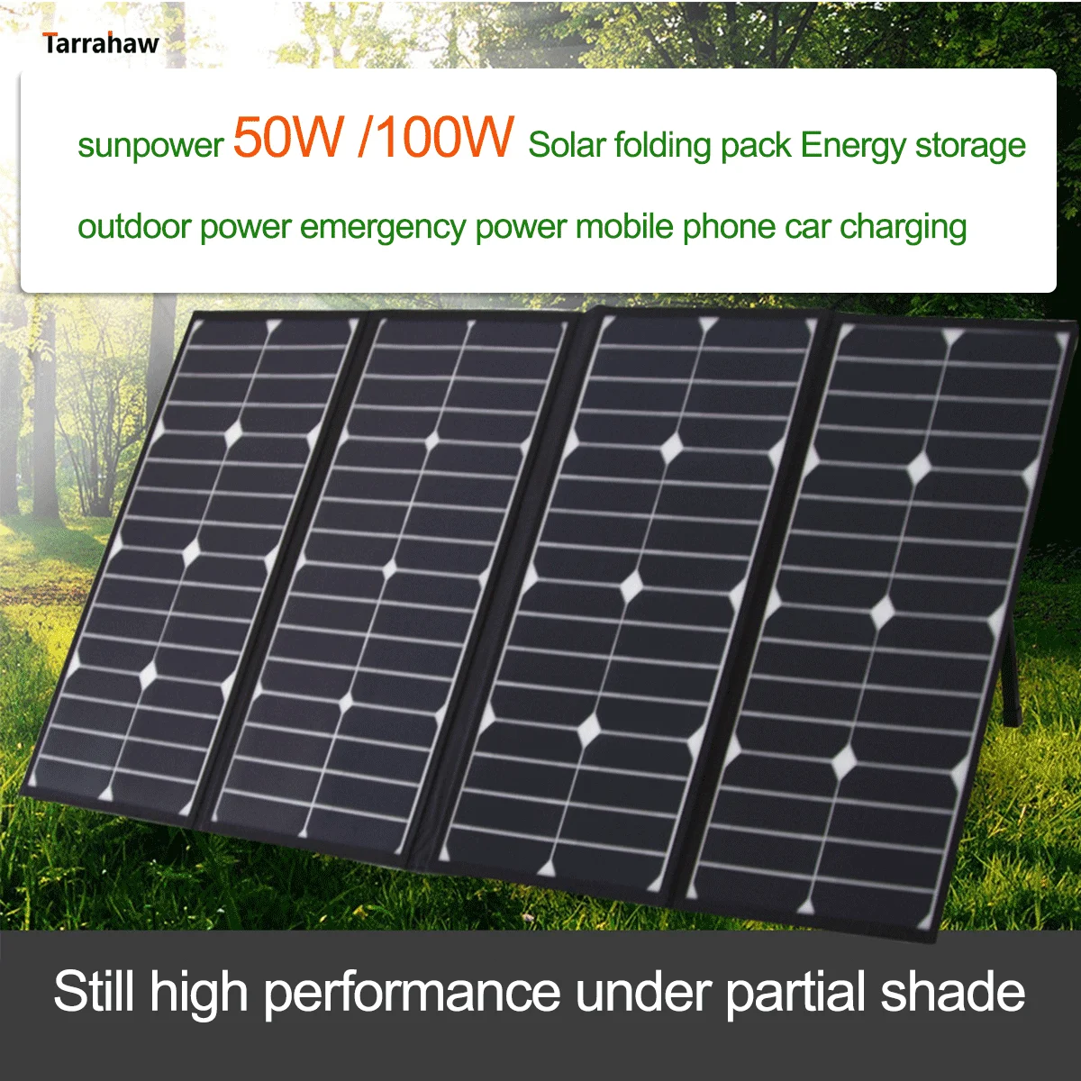 High Conversion 2/4 Fold Solar Panel 18V 50/100W Folding Bag 20A Eco ...