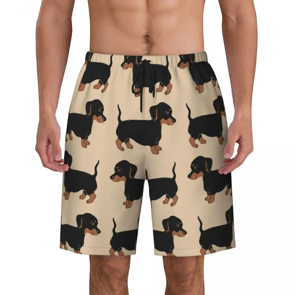 Custom Cute Dachshund Puppy Boardshorts Men Quick Dry Board Shorts ...