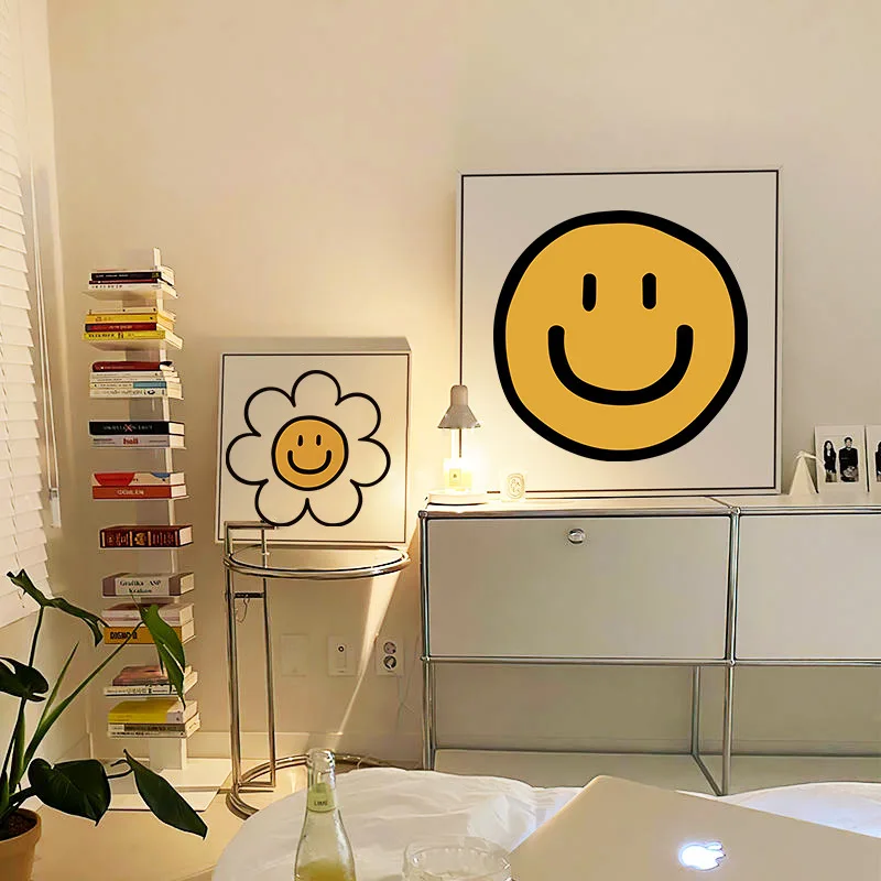 Smiling-Face-Decorative-Painting-Sunflower-Daisy-Wall-Art-Poster-Living ...