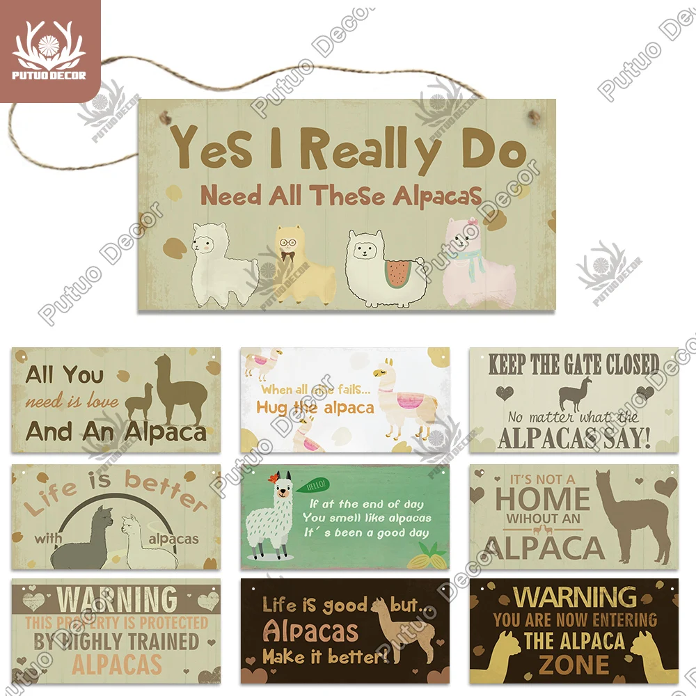 Putuo-Decor-Alpaca-Signs-Gifts-Plaque-Wood-Lovely-Friendship-Wooden ...