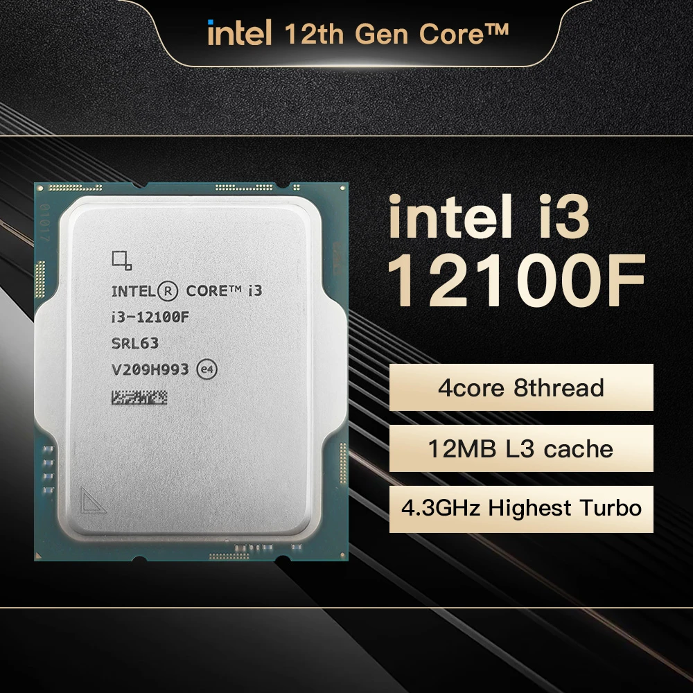 Intel Core I3 12th Generation 12100f 4 Cores 8 Threads L3=12mb Intel 7 ...