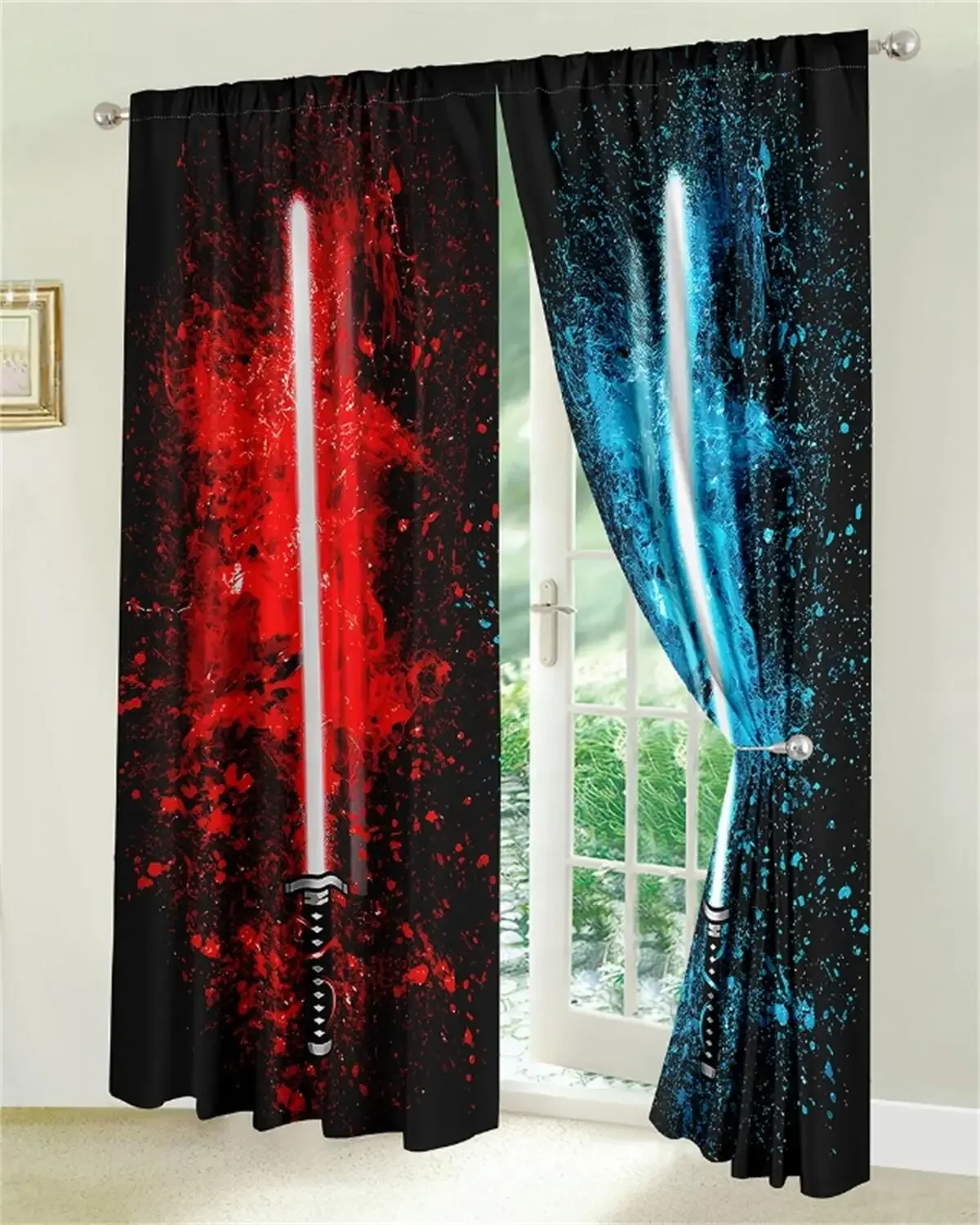 Lightsaber-Curtains-Red-Blue-Tie-Dye-Curtains-for-Bedroom-Living-Room ...