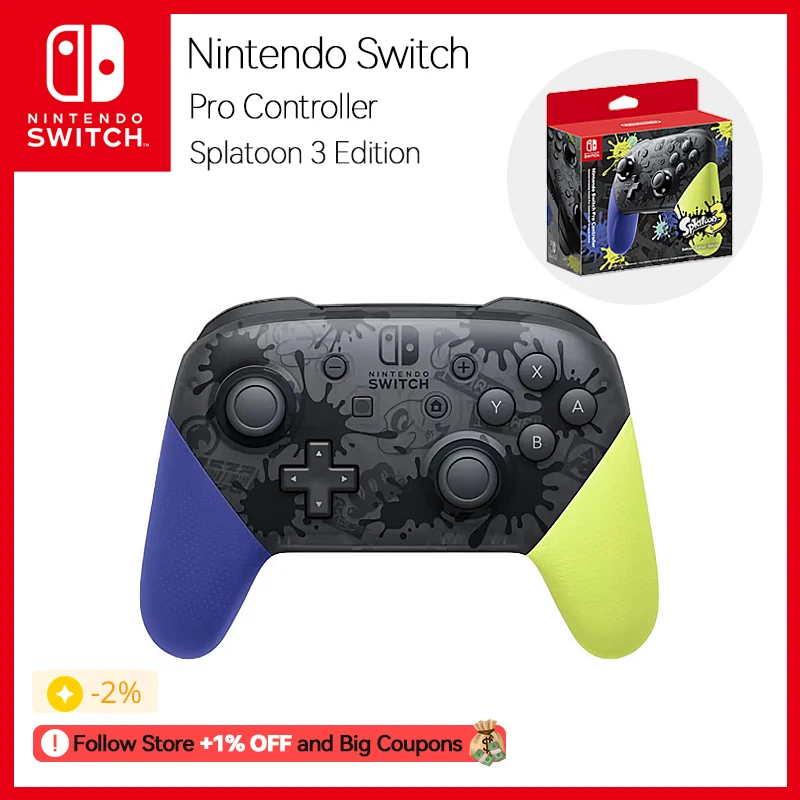 Nintendo-Switch-Pro-Controller-Splatoon-3-Edition-Video-Game-USB-Cable ...