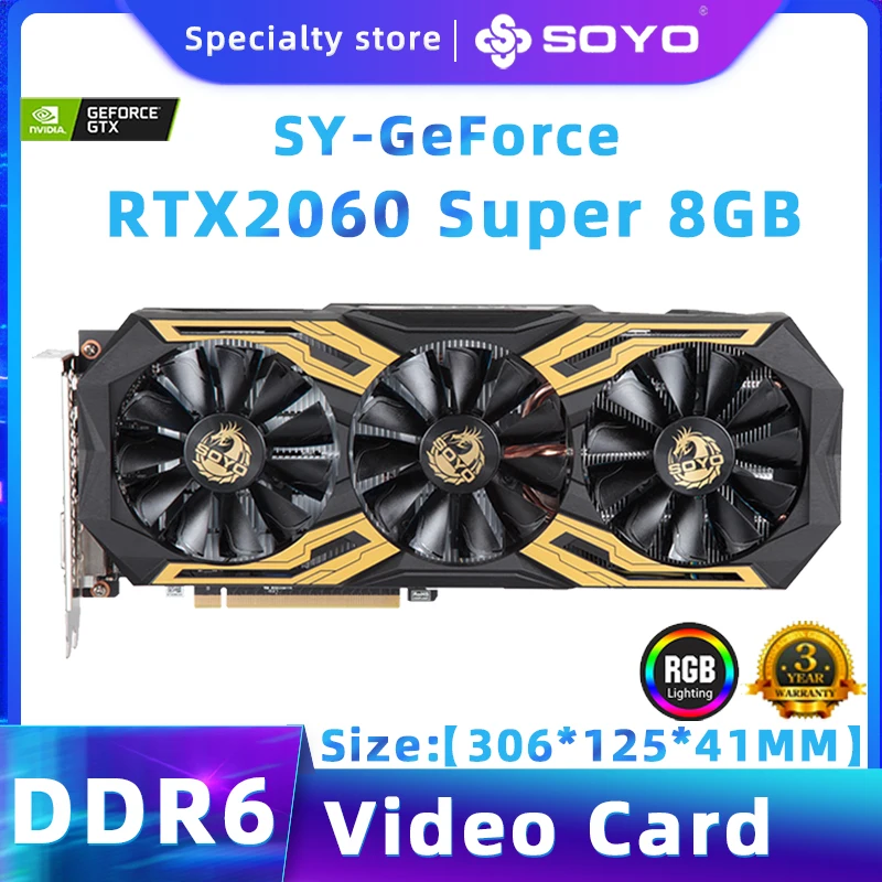 So-o – Carte Vidéo Nvidia Geforce Rtx2060 Super Gddr6 8g, 256 Bits, 8 Broches, Pour Ordinateur ...