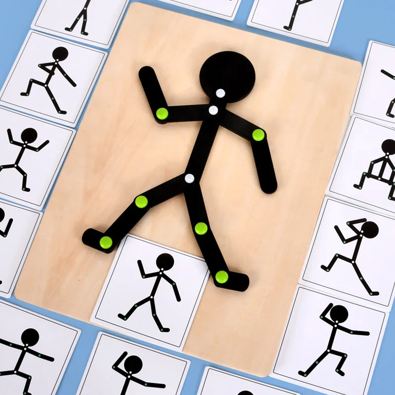 Stickman-busy-board-pose-Brinquedos-montessori-posable-partes-membros ...