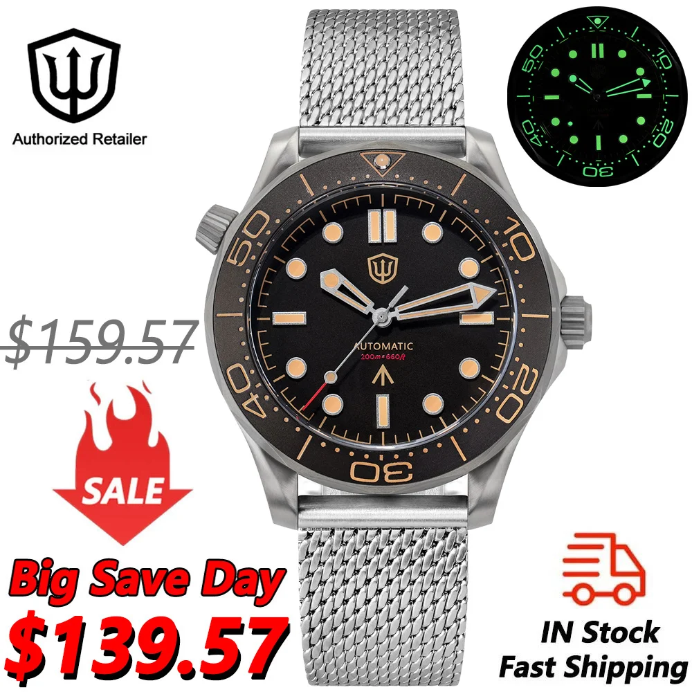 Watchdives WD007 Automatic Diver Watch NH35/NH38 Movement C3 Luminous ...
