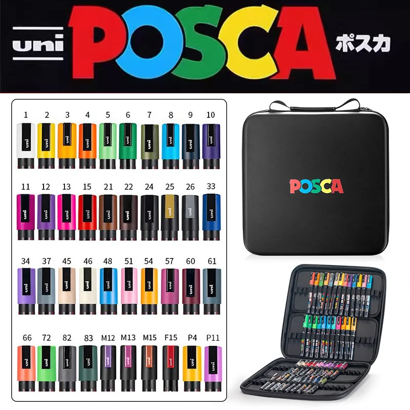 New-Uni-Posca-Markers-Pens-with-Original-POSCA-72-Holes-Handbag-PC-1M ...