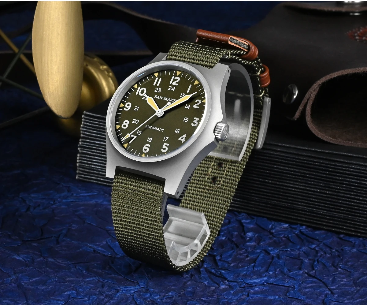 San Martin NH35 Retro Military Pilot Watch 38mm - SN0137G