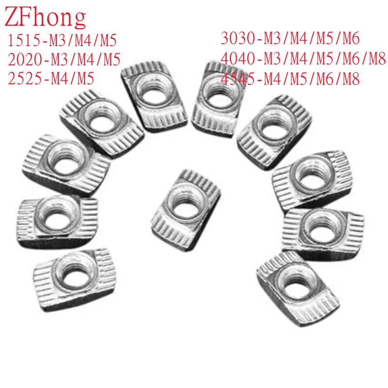 10-100 Stuks M3 M4 M5 M6 M8 T-Moer T Moer Hammer Drop In Sliding Moer ...