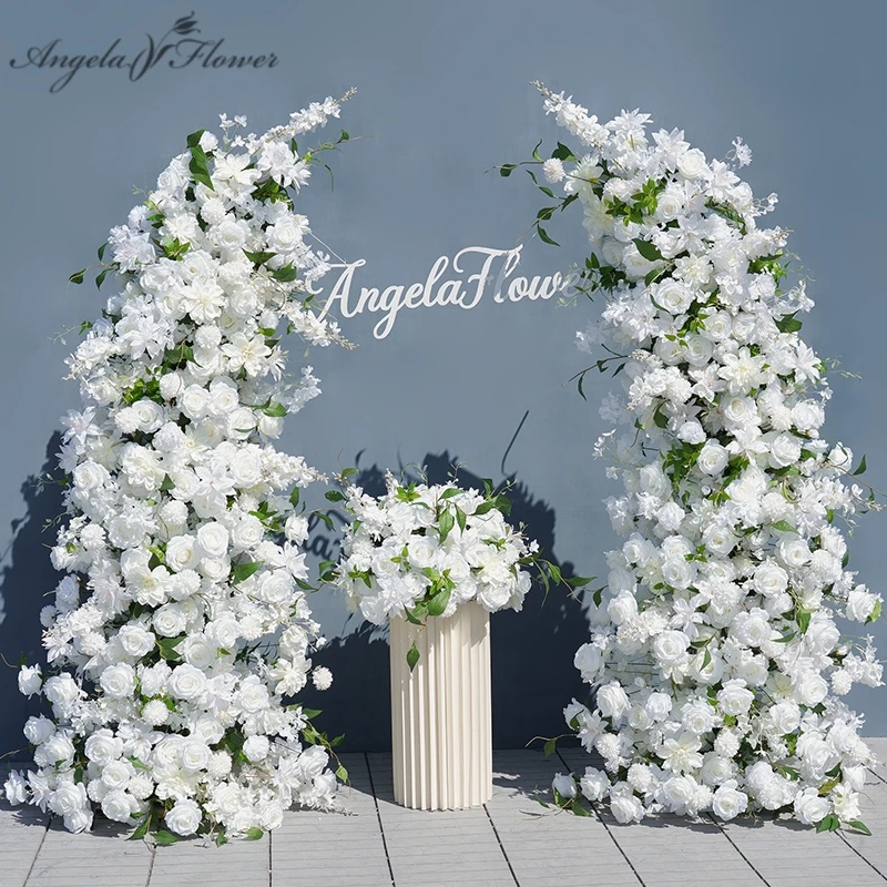 White-Rose-Centerpieces-For-Tables-Wedding-Backdrop-Horn-Arch-Decor ...