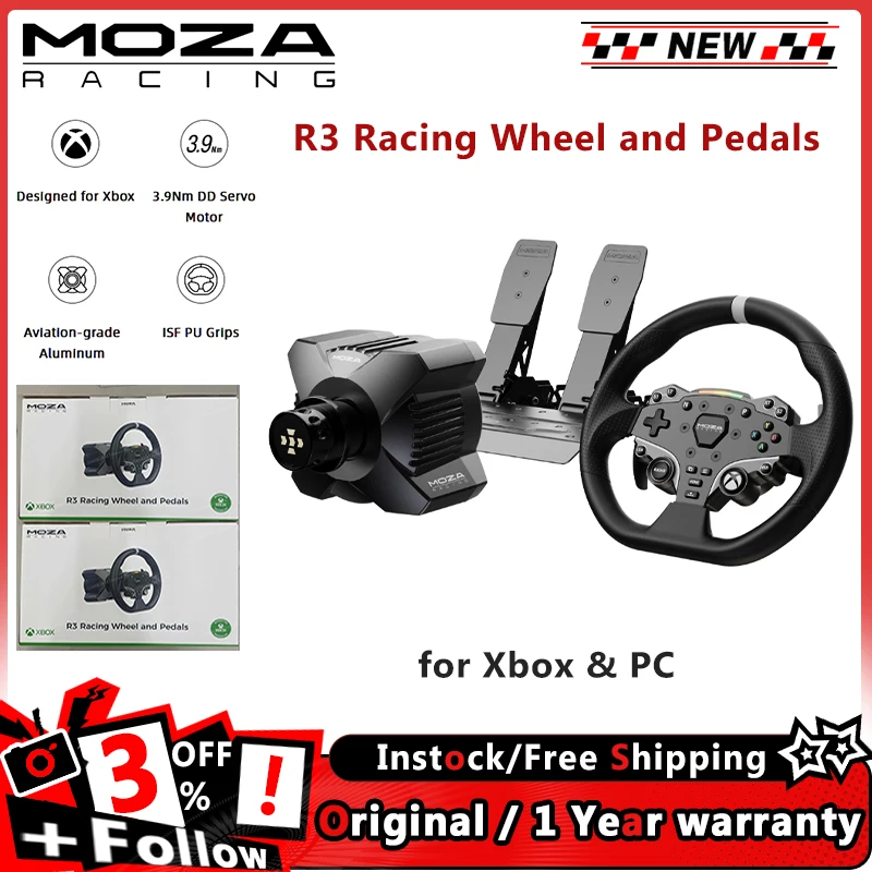 MOZA-R3-Racing-Wheel-and-Pedals-for-Xbox-PC-3-9-Nm-of-torque ...