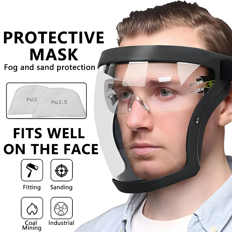 Work-Protection-Mask-Full-Face-Protector-Shield-Transparent-Facial ...