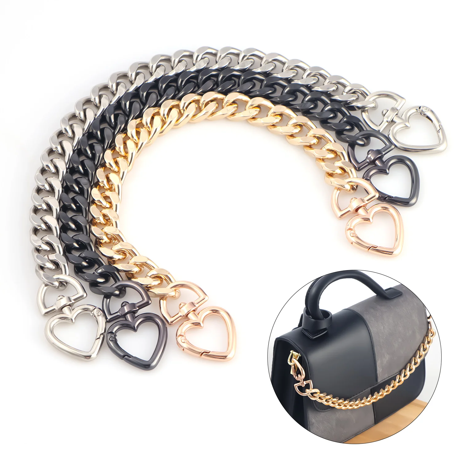 1pc Metal Purse Chain Strap Extender Heart Shape Purse Chain for ...